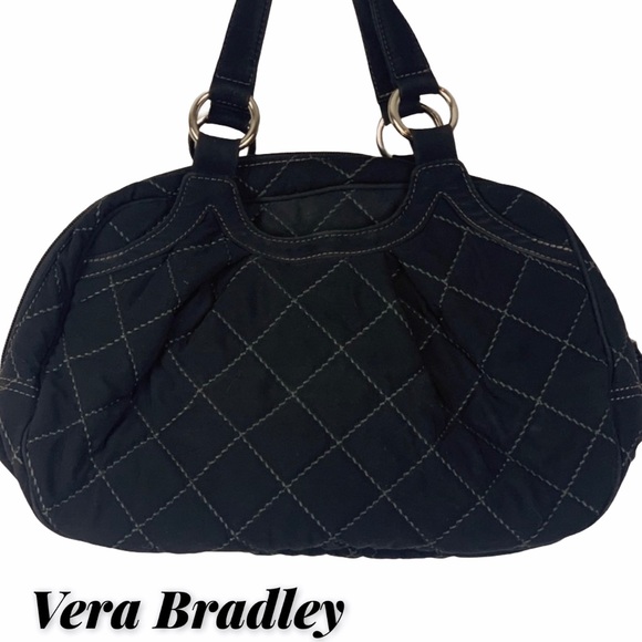 Vera Bradley | Bags | Vera Bradley Black Quilted Stitched Shoulder Bag ...